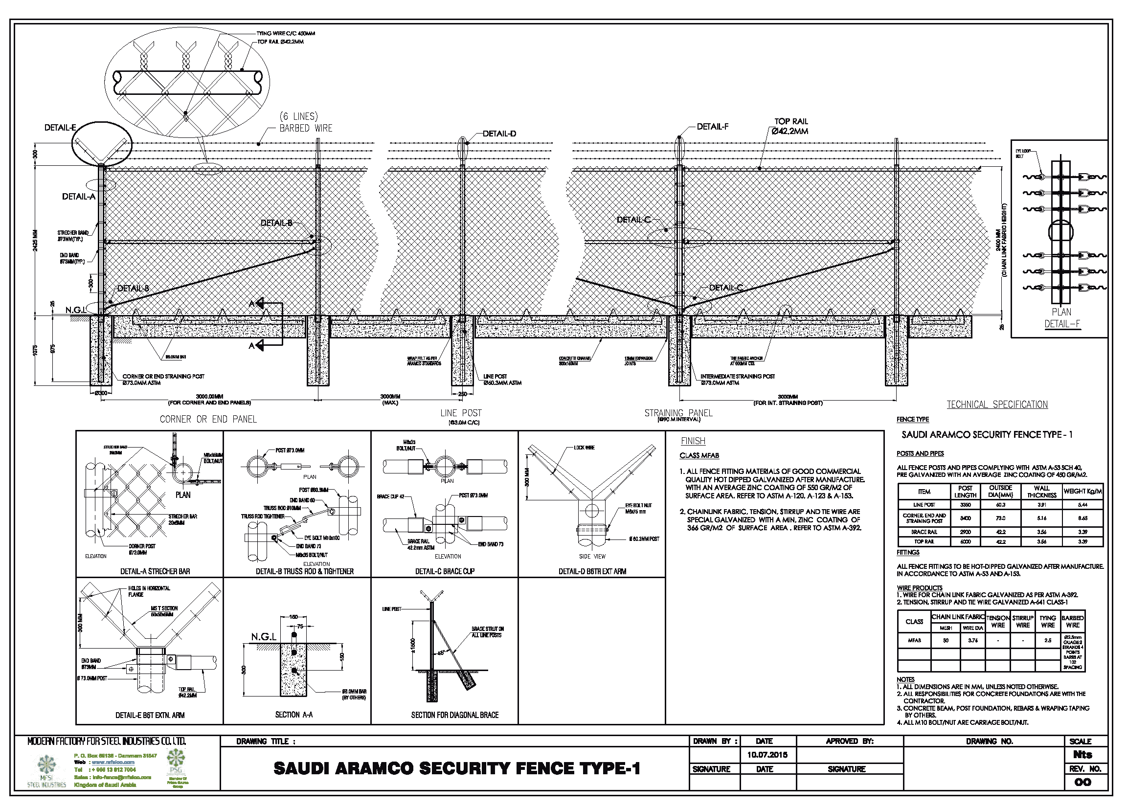 ARAMCO Fence System - Modern Factory for Steel Industries Co. Ltd.